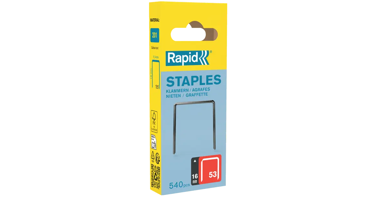 Rapid No.53, Agrafes fil fin 16mm | RAPID